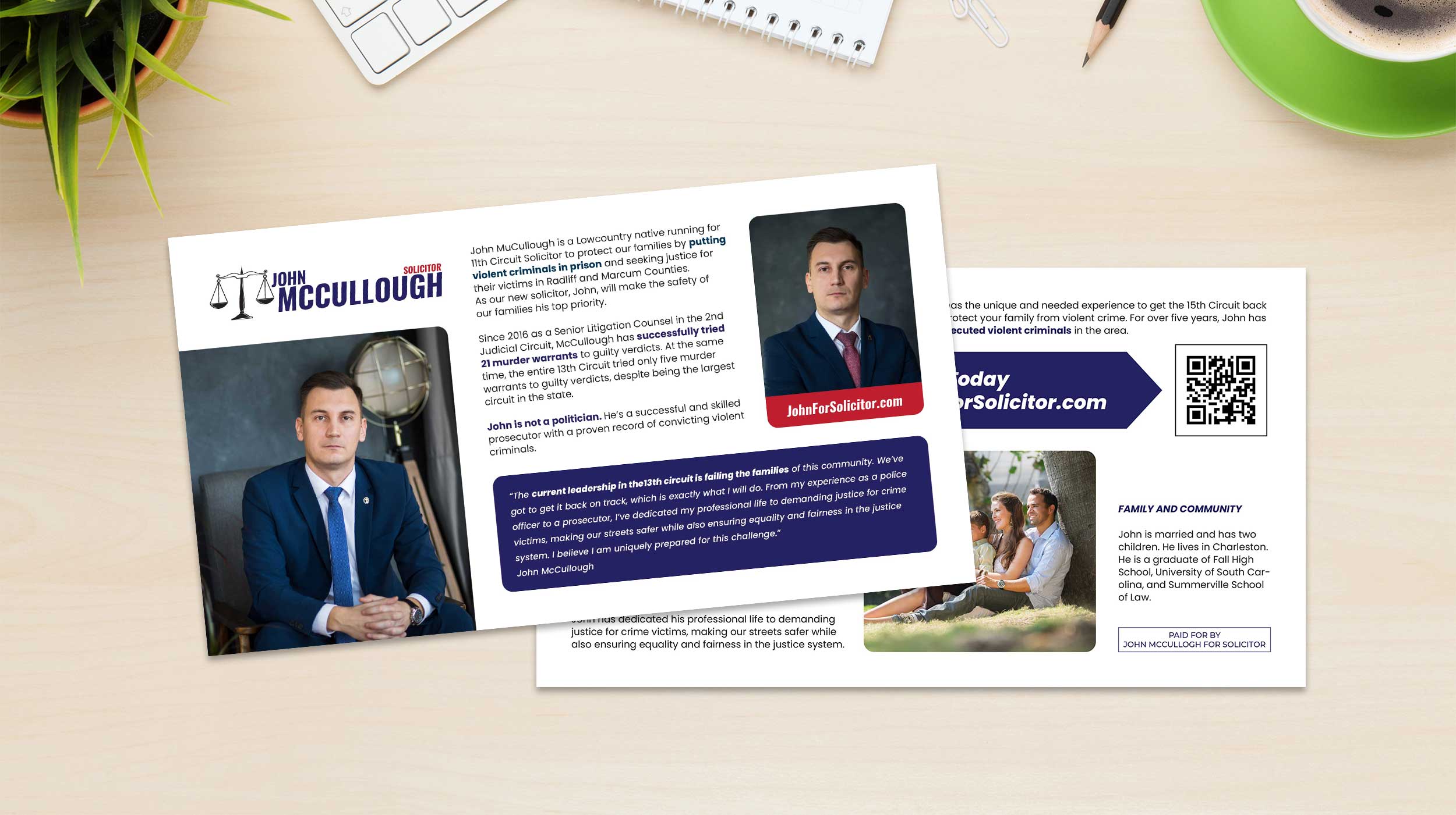 Political Campaign Card Mailer Design - 24hr Turnaround. Flat Rate