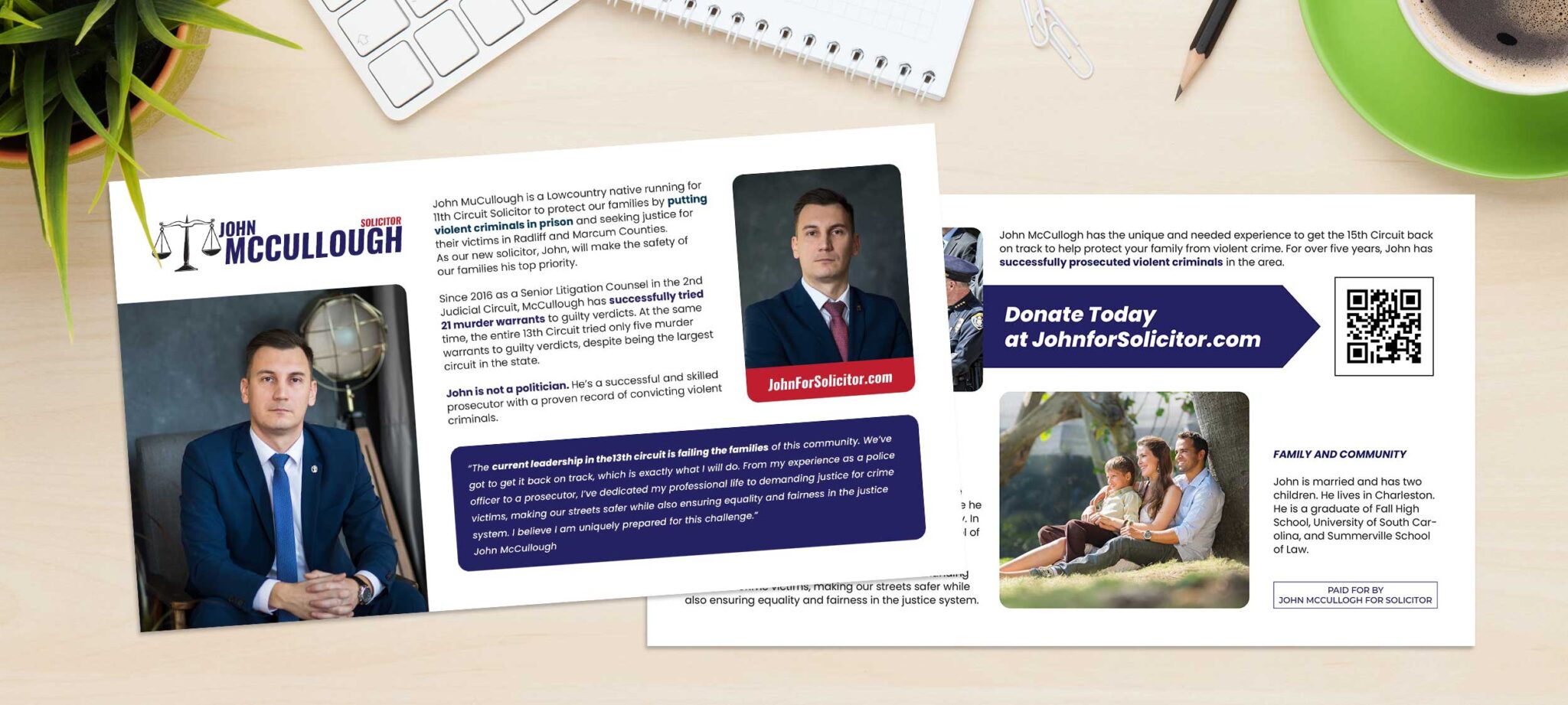 Political Campaign Card Mailer Design - 24hr Turnaround. Flat Rate